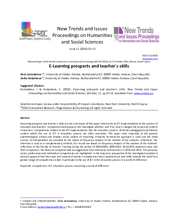 (PDF) E-Learning prospects and teacher´s skills