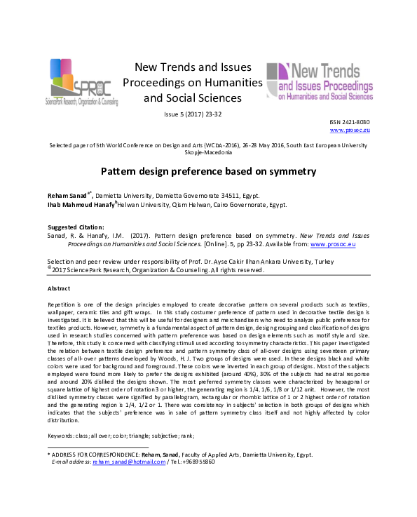 (PDF) Pattern design preference based on symmetry