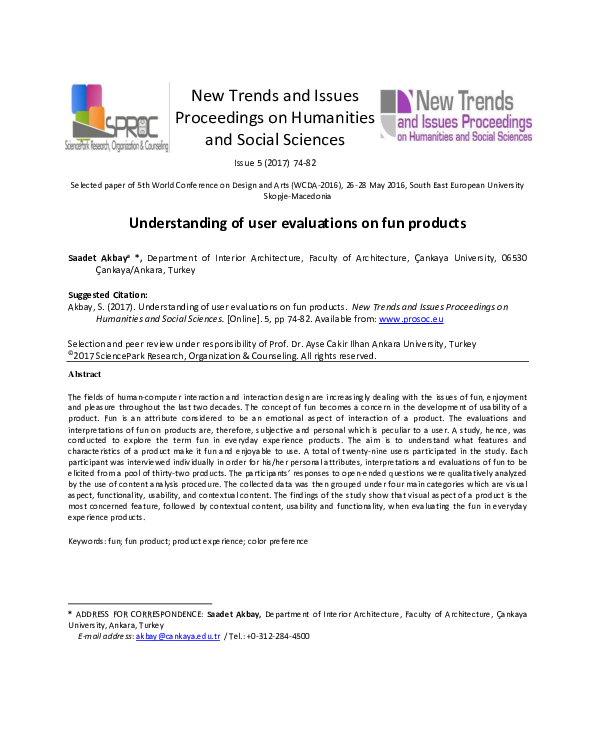 (PDF) Understanding of user evaluations on fun products