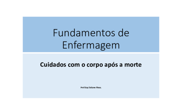 (PDF) Fundamentos de Enfermagem Cuidados com o corpo após a morte
