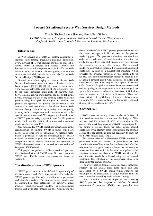 (PDF) Toward Situational Secure Web Services Design Methods