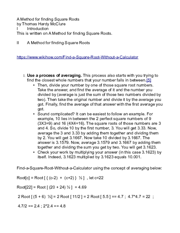 (PDF) A Method for finding Square Roots