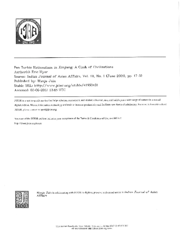 (PDF) Pan Turkic Nationalism in Xinjiang_A Clash of Civilizations.pdf