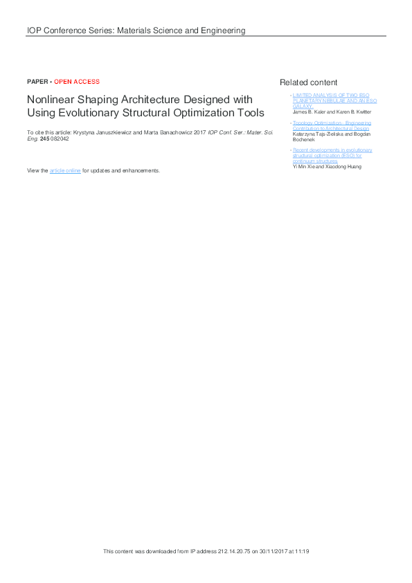 (PDF) Nonlinear Shaping Architecture Designed with Using Evolutionary Structural Optimization ...