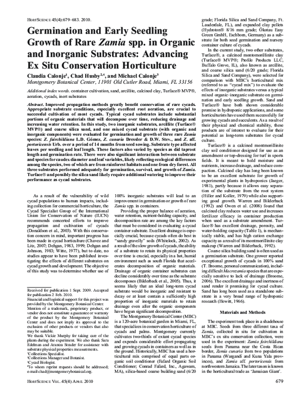 (PDF) Germination and Early Seedling Growth of Rare Zamia spp. in ...