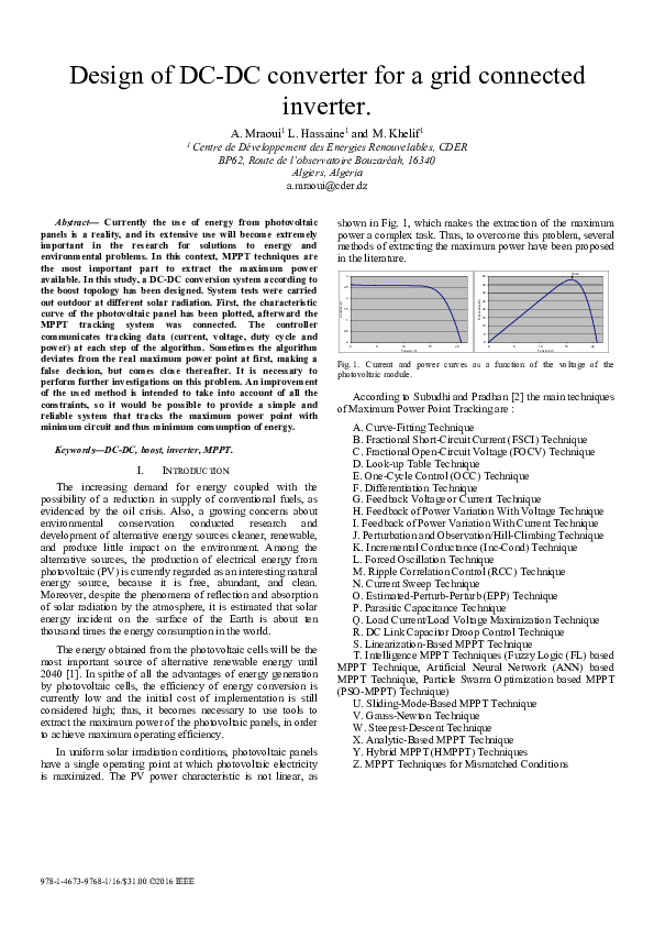 (PDF) Design of DC-DC converter for a grid connected inverter