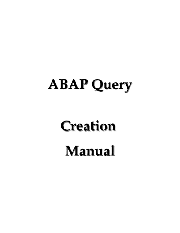 Doc Abap Query Creation Manual