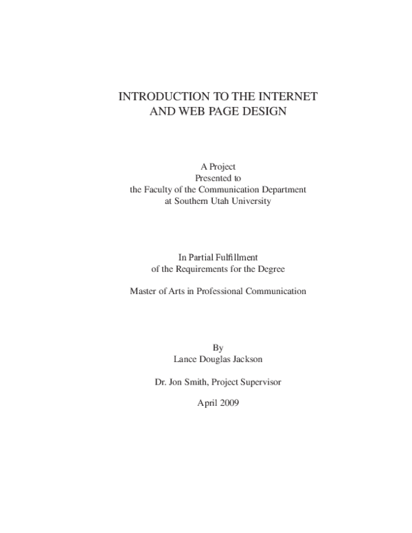 (PDF) INTRODUCTION TO THE INTERNET AND WEB PAGE DESIGN A Project ...