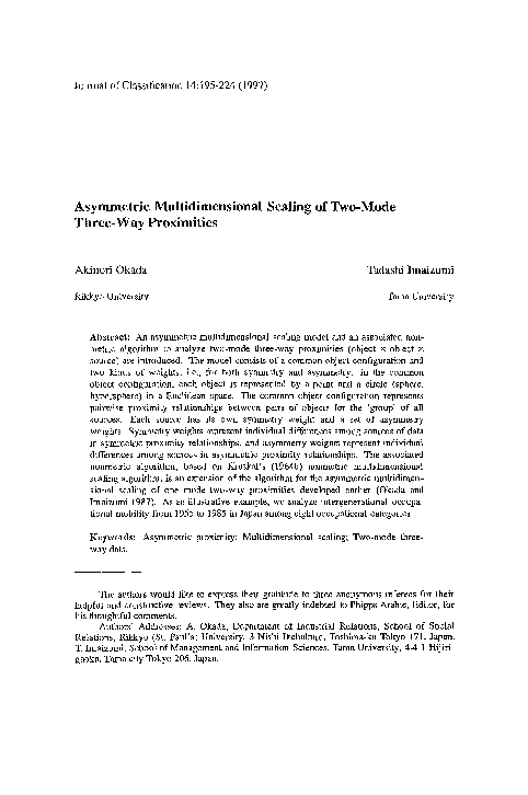 (PDF) Asymmetric multidimensional scaling of two-mode three-way proximities