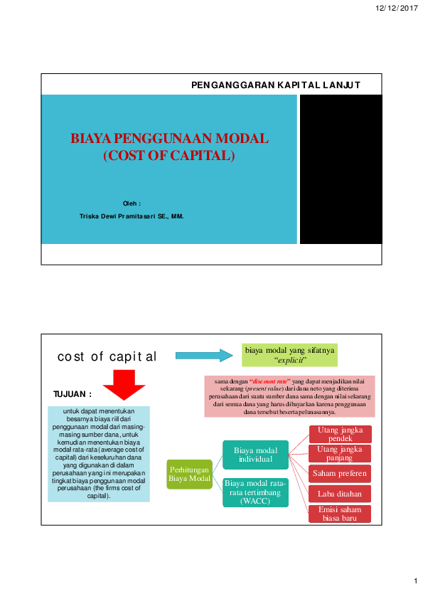 (PDF) PPT "BIAYA PENGGUNAAN MODAL (COST OF CAPITAL)"