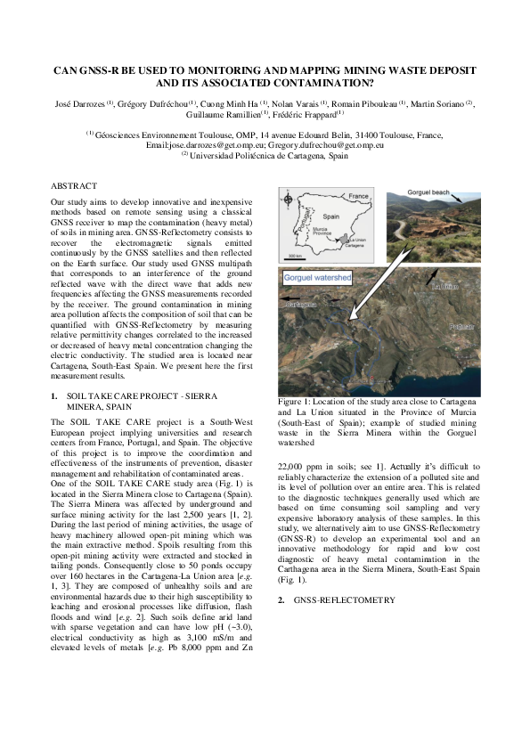 (PDF) CAN GNSS-R BE USED TO MONITORING AND MAPPING MINING WASTE DEPOSIT ...