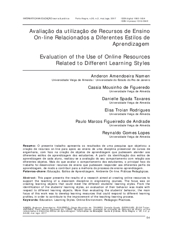 (PDF) Avaliação da utilização de Recursos de Ensino on-line ...