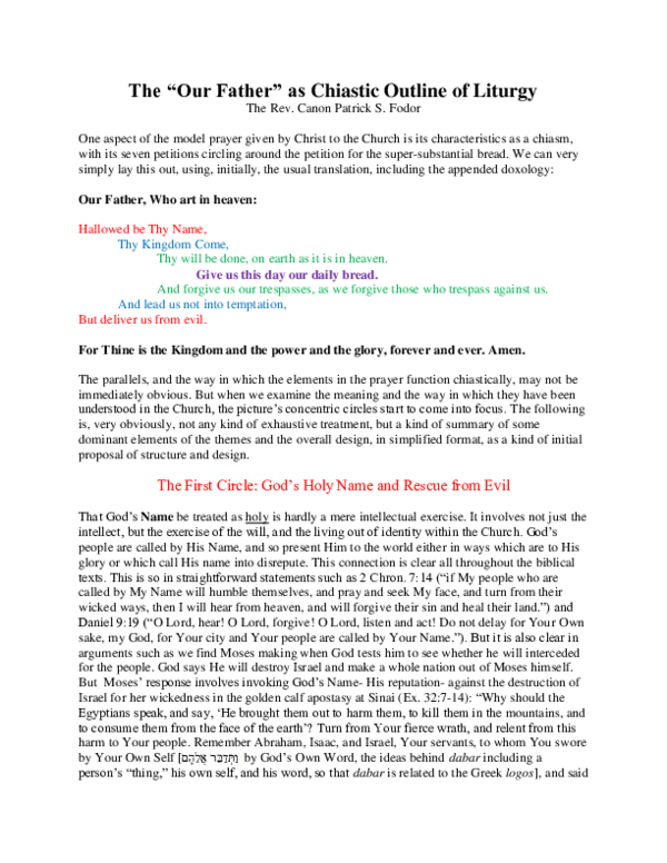 (DOC) The " Our Father " as Chiastic Outline of Liturgy