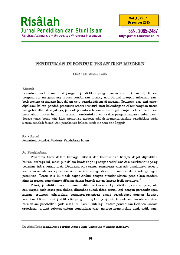 (PDF) PENDIDIKAN DI PONDOK PESANTREN MODERN