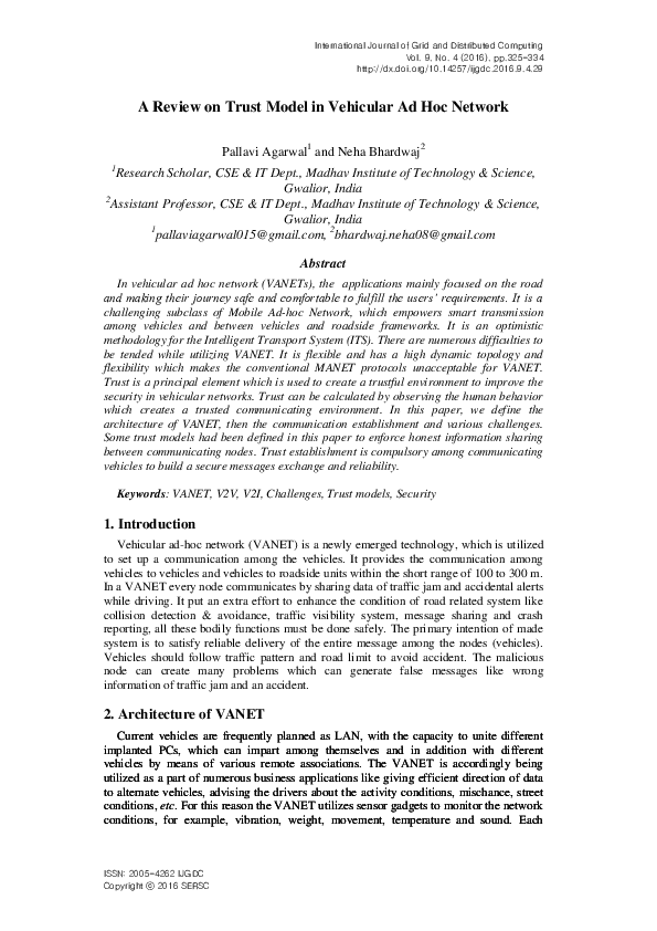 (PDF) A Review on Trust Model in Vehicular Ad Hoc Network