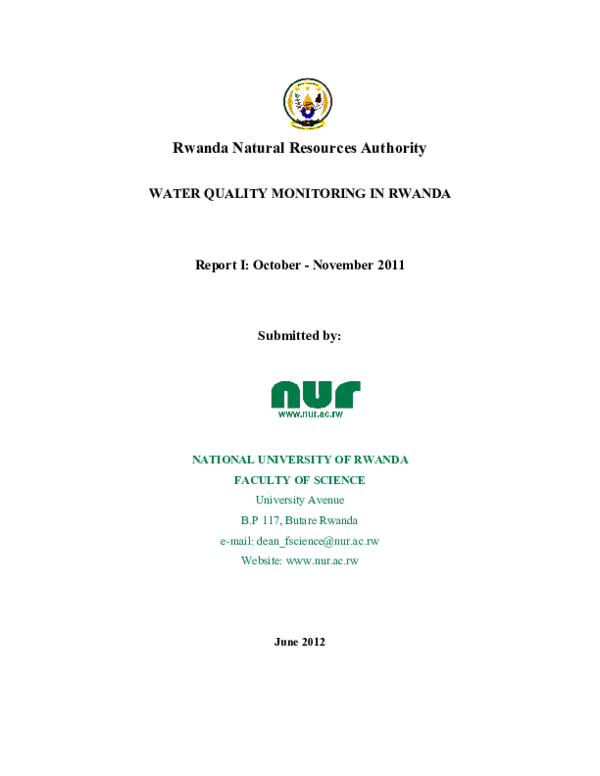 (PDF) Rwanda Natural Resources Authority WATER QUALITY MONITORING IN RWANDA