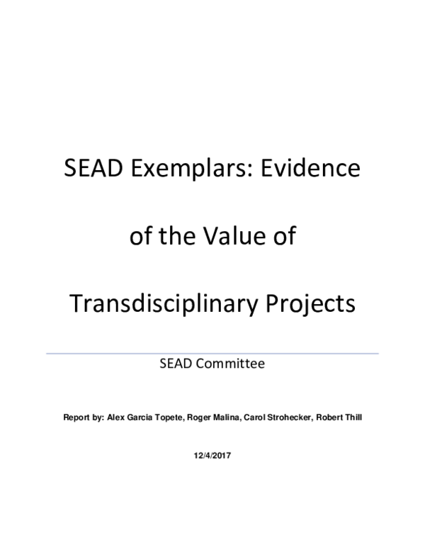 (PDF) SEAD Exemplars: Evidence of the Value of Transdisciplinary ...
