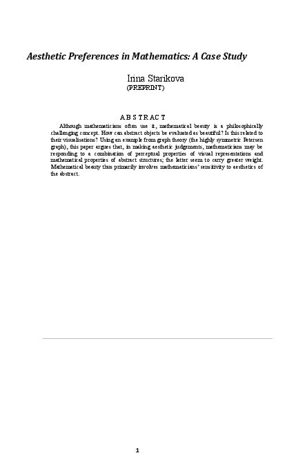 (DOC) Aesthetic Preferences in Mathematics: A Case Study