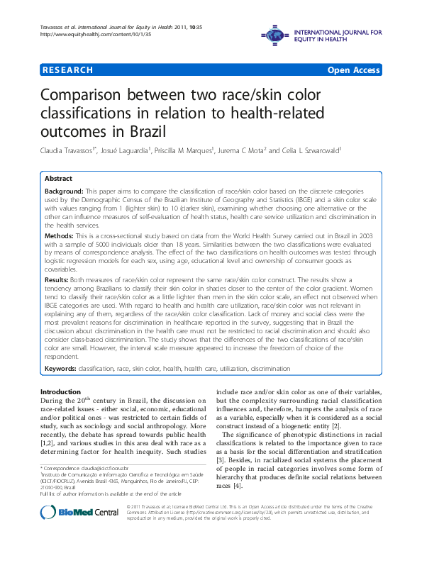 (PDF) Comparison between two race/skin color classifications in ...