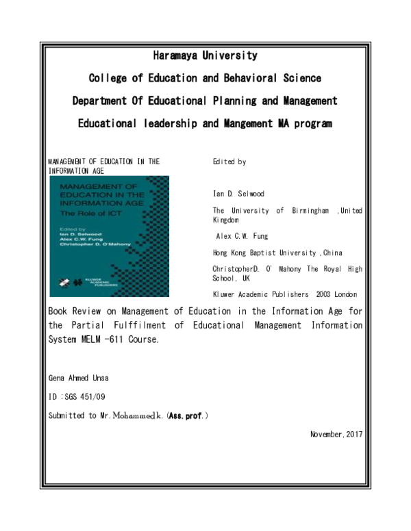 (DOC) Department Of Educational Planning and Management Educational ...