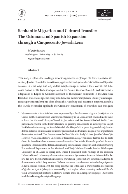 (PDF) "Sephardic Migration and Cultural Transfer: The Ottoman and ...