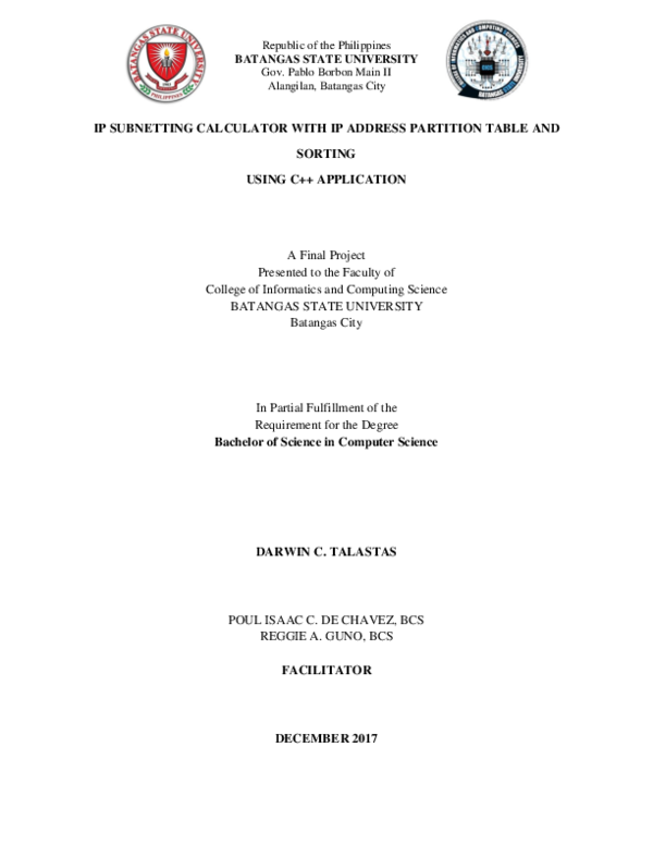 Doc Ip Subnetting Calculator With Ip Address Partition Table And Sorting Using C Application 