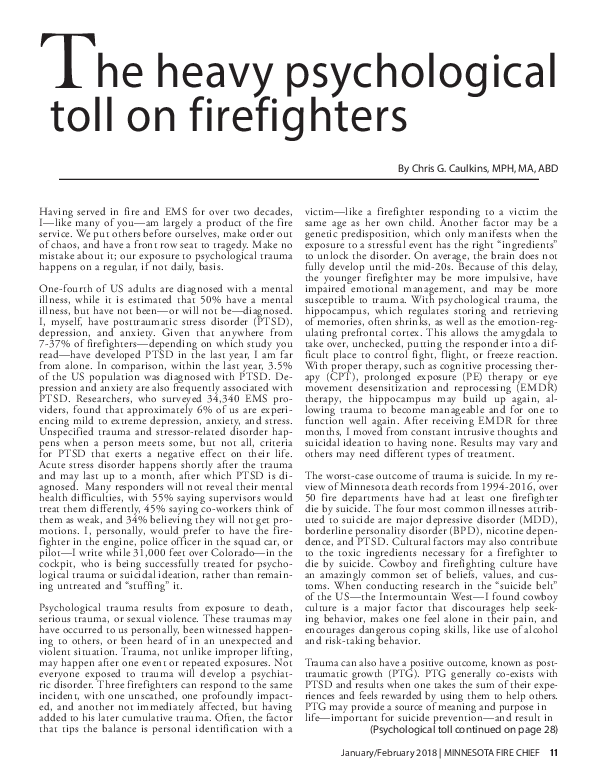 (PDF) The Heavy Psychological Toll on Firefighters (Unreferenced ...