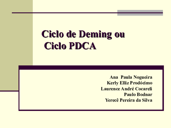 (PDF) Ciclo de Deming ou Ciclo de Deming ou Ciclo PDCA Ciclo PDCA