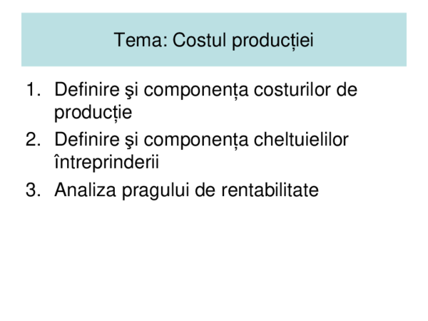 (PDF) Tema: Costul producţiei