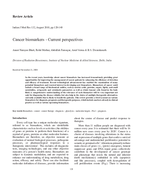 (PDF) Introduction to cancer biomarker