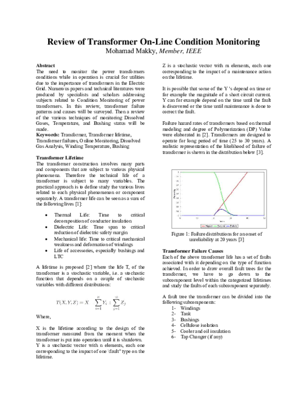 (PDF) Review of Transformer On-Line Condition Monitoring