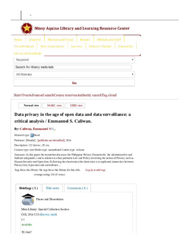 (PDF) Data Privacy in Open Data Era