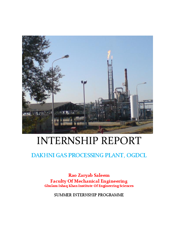 (DOC) INTERNSHIP REPORT DAKHNI GAS PROCESSING PLANT, OGDCL