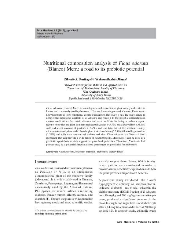 (PDF) Nutritional composition analysis of Ficus odorata (Blanco) Merr ...