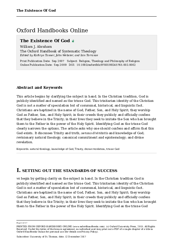 (PDF) The Existence Of God