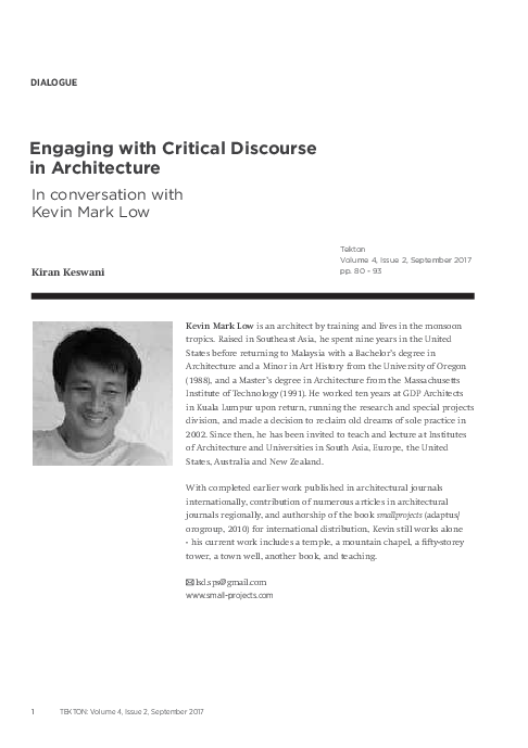 (PDF) Engaging with Critical Discourse in Architecture In conversation ...