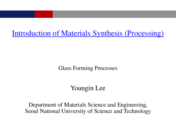 (PDF) Materials synthesis Glass forming