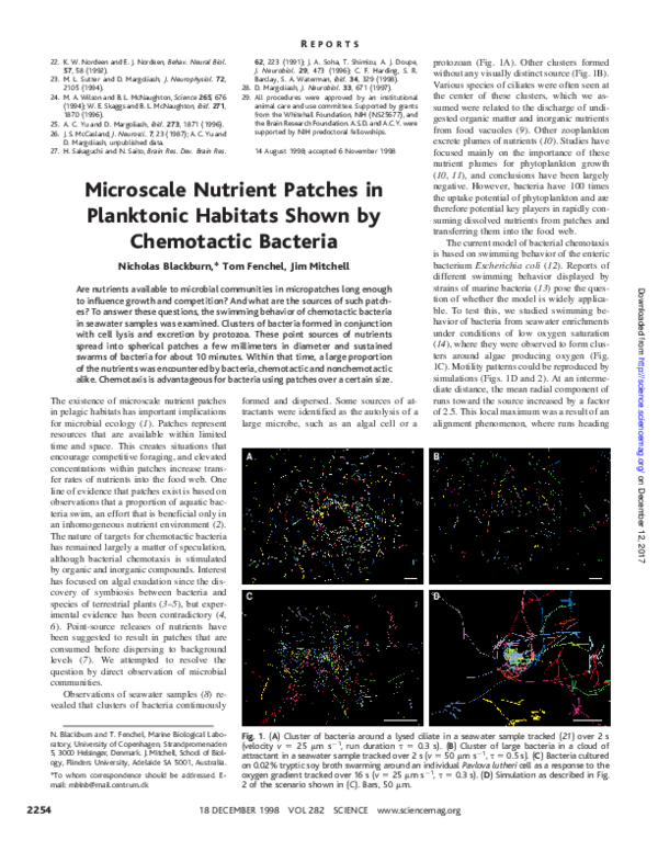 (PDF) Microscale nutrient patches in planktonic habitats shown by ...