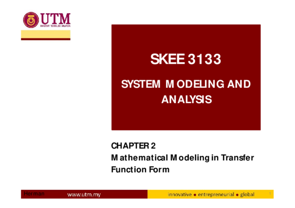 (PDF) CHAPTER 2 Mathematical Modeling in Transfer Function Form SKEE 3133 SYSTEM MODELING AND ...