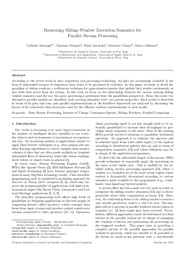 Pdf Harnessing Sliding Window Execution Semantics For Parallel Stream Processing
