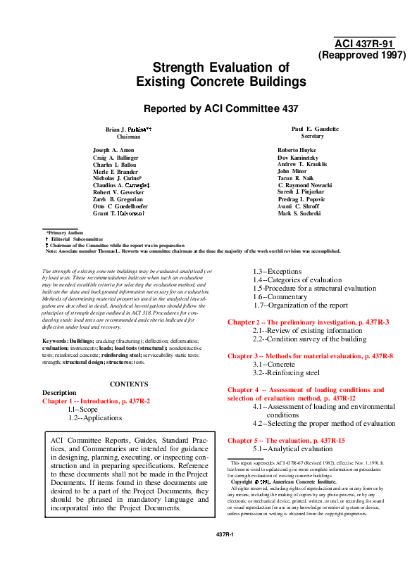 (PDF) Strength Evaluation of Existing Concrete Buildings Reported by ...