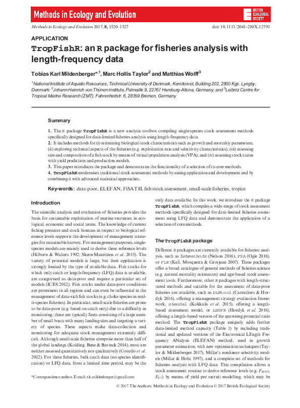 (PDF) TropFishR : an R package for fisheries analysis with length ...