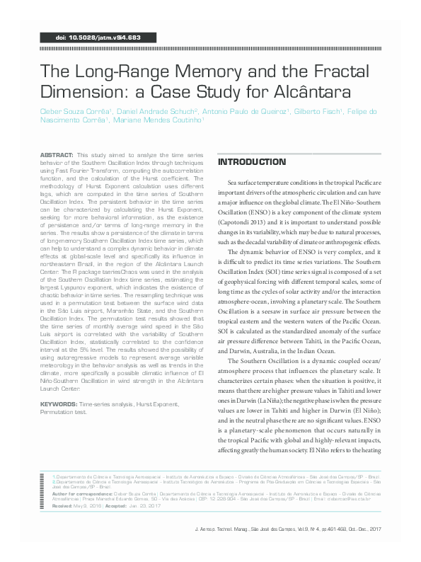 (PDF) The Long-Range Memory and the Fractal Dimension: a Case Study for ...