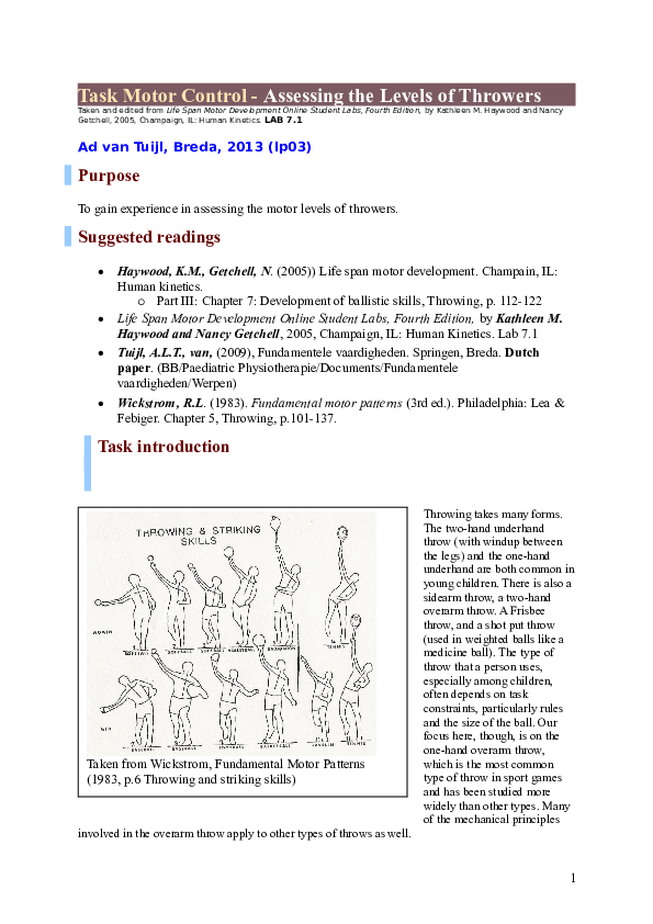 (DOC) Task Motor Control -Assessing the Levels of Throwers Task ...