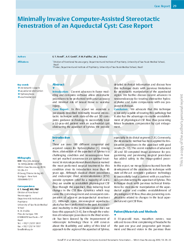 (PDF) Minimally Invasive Computer-Assisted Stereotactic Fenestration of ...