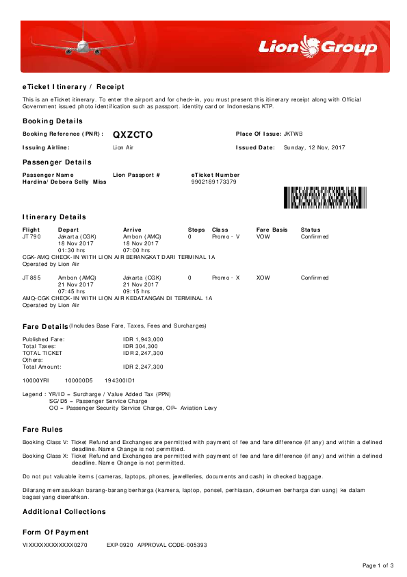 (PDF) Fare Rules Additional Collections Form Of Payment
