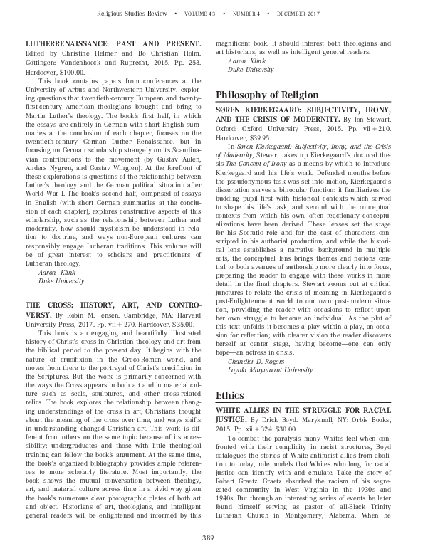 (PDF) Review of Søren Kierkegaard: Subjectivity, Irony, and the Crisis ...