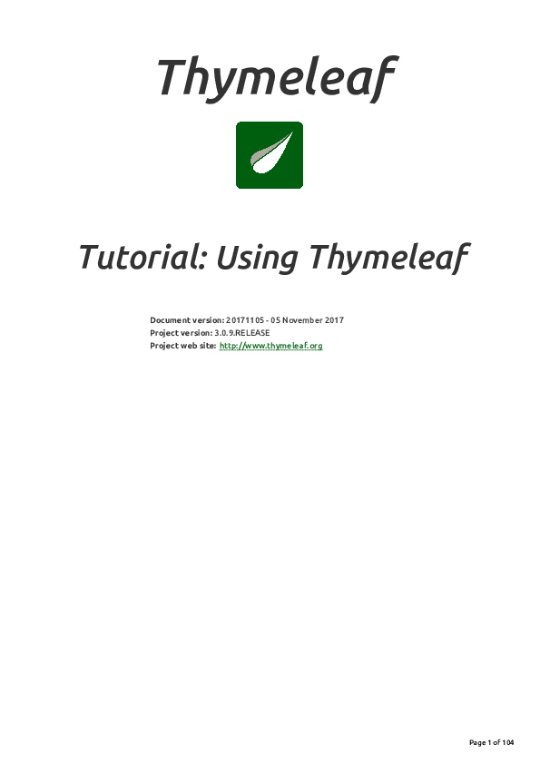 (PDF) Tutorial: Using Thymeleaf