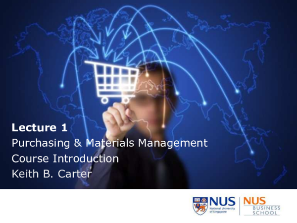 (PDF) Lecture 1 Purchasing & Materials Management Course Introduction