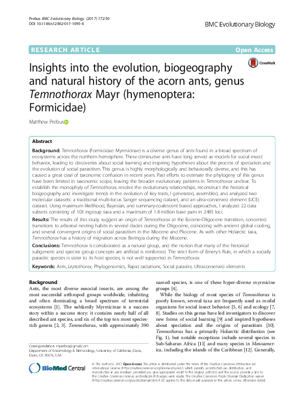 (PDF) Insights into the evolution, biogeography and natural history of ...